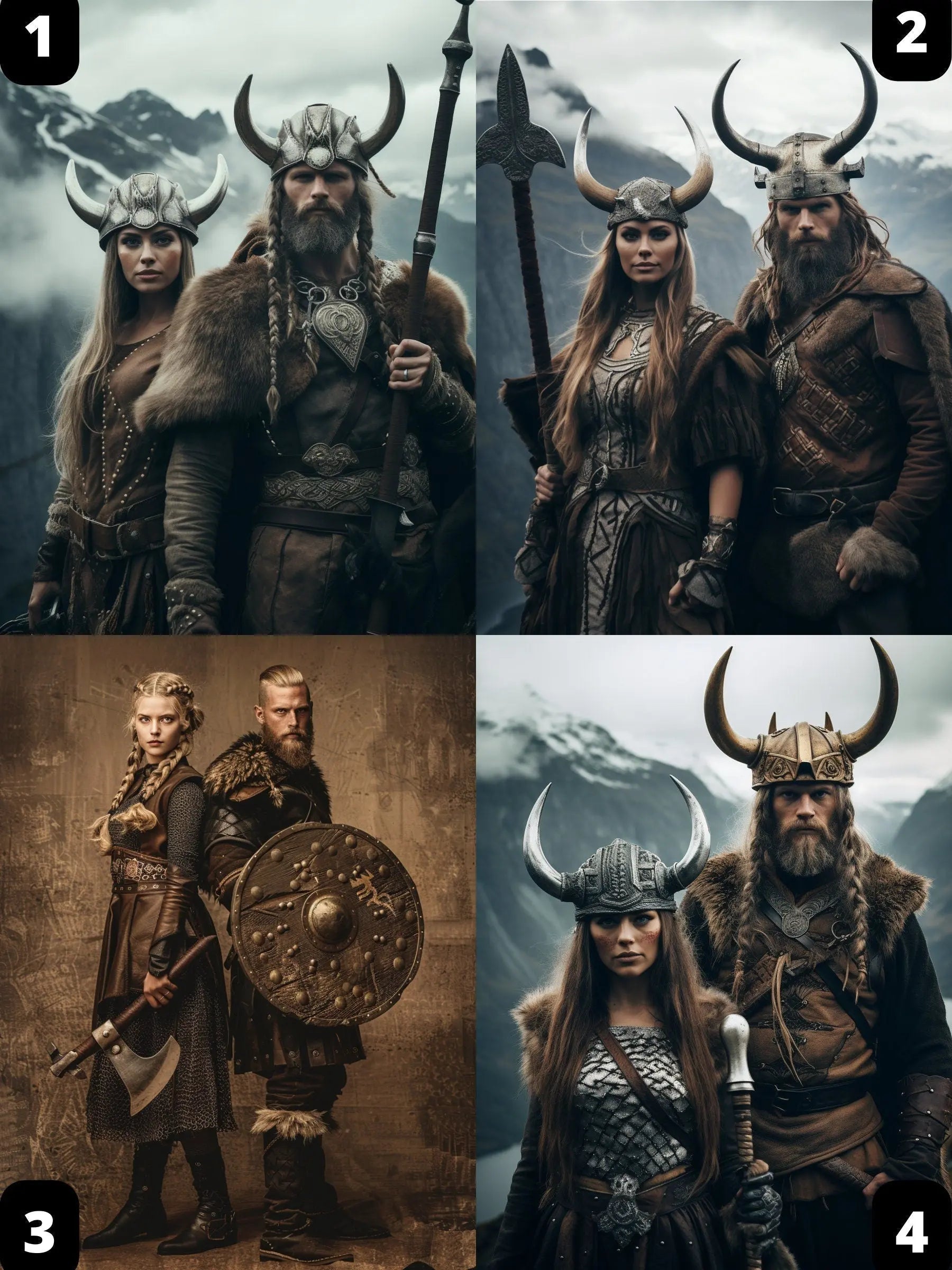 Personalized Viking Couple Portrait | From Your Photos! - Viking ...